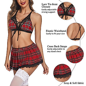 Avidlove Schoolgirl Outfits Student Cosplay Roleplay Uniform Set (1wine Red, Medium)