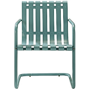 Crosley Furniture Gracie 3-Piece Retro Metal Outdoor Conversation Set with Side Table and 2 Chairs - Caribbean Blue