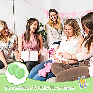 Demissle 24 Sets Baby Shower Soap Favors Handmade Scented Soap with Gift Bags and Thank You Cards for Baby Shower Gender Reveal Favors Decorations Gift Supplies(Green, Baby)