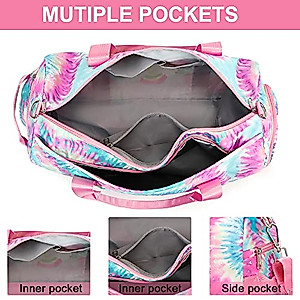 BLUBOON Duffle Bag Girls Kids Cute Gym Bag with Shoes Compartment & Wet Separation Waterproof Sports Overnight Travel Bag