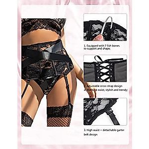 Mesh Garter Belts Black Sexy High Waist Suspender Belt with 4 Vintage Straps Clip Clasp for Women’s Stockings Lingerie XS