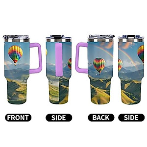 Hot-Air Balloons 40 Oz Tumbler Insulated Stainless Steel Water Bottle Travel Mug Car Cup with Handle And Straw