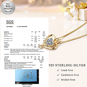 LAVUMO Heart Necklaces for Women 925 Sterling Silver Pendant Jewelry Necklace Silver Rose Gold Love Birthstone Necklace for Her Girlfriend Wife Valentines Day Birthday Women Jewelry Gifts