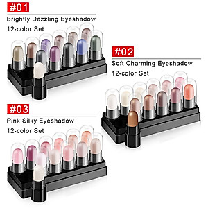 AMY'S DIARY 12 Colors Glitter Eyeshadow Stick Pen Makeup Set, Smoky Eye Shadow Pencil Crayon DNM Waterproof Gold Gray Silver White Blue Brown Green Cream Eye Glitter Eyeshadow Stick Set