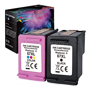Ubinki Remanufactured HP 67XL Black/Tri-Color Ink Cartridge Replacement for HP 67 Ink 67 XL for HP Envy 6000 6455e Envy Pro 6455 6458 6475 DeskJet 1255 2752e 2755 4100 4110 4152e 4155e Printer