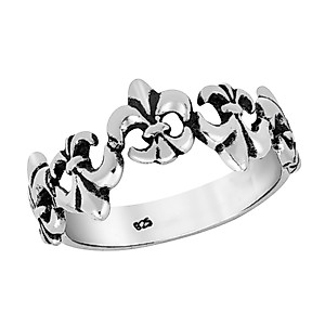 AeraVida Lily Flower Up Down Design .925 Sterling Silver Ring | Classic Wedding Rings For Women | Vintage Comfort Fit Silver Rings for Women | Promise Ring | Sterling Silver Rings Sizes (9)