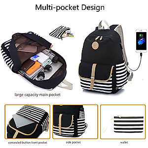 Lmeison Cute Backpack for Teen Girls, Lightweight School Bookbag 15.6'' Laptop Backpack with USB Charging Port