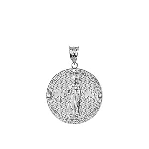 Sterling Silver Saint Patrick Shamrock Medallion CZ Round Medal Pendant (1")