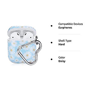 Airpods Case Cover Cute, OTOPO Flower Airpod Cases Protective Hard Cover Portable & Shockproof Women Girls Men with Heart-Shaped Keychain for Airpods 2/1 Charging Case (Daisy)