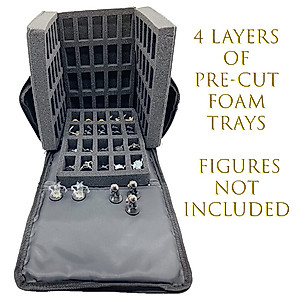 Grinning Gargoyle Miniature Storage Case - 80 Foam Slot Figurine Miniature Carrying Case - Minitures Carry Case with handle - Dungeons and Dragons Miniature Case - Wargame Carrying Case (4 Tray)