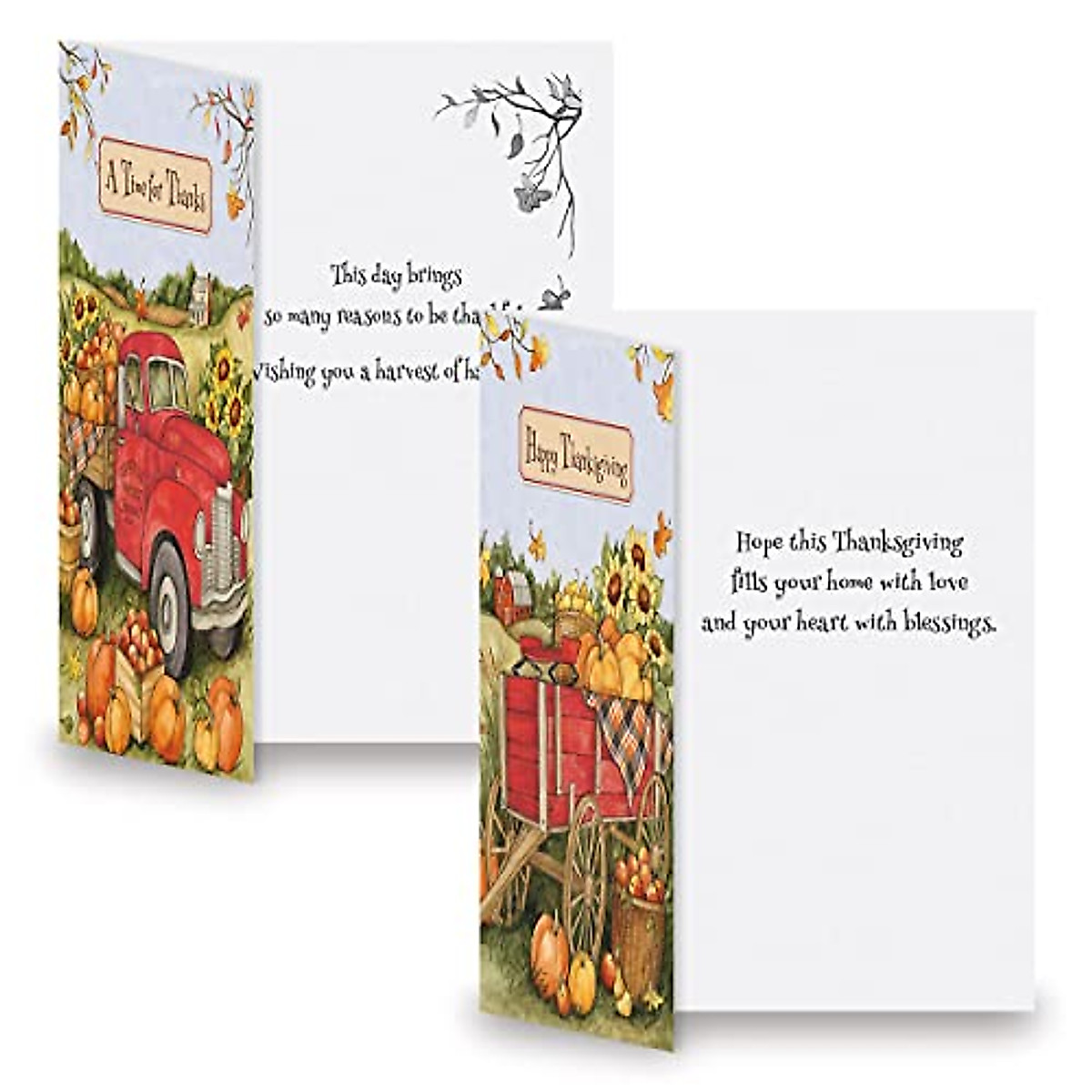 Current Thanksgiving Trucking Greeting Cards Set - Themed Holiday Card Variety Value Pack, Set of 8 Large 5 x 7-Inch Cards, Assortment of 4 Unique Designs, Envelopes Included