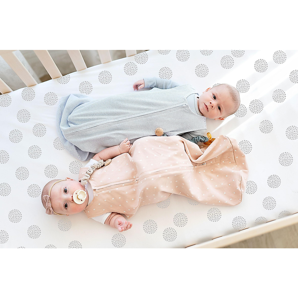 Ely's & Co. Crib Sheet 2-Pack Combed Jersey Cotton for Baby Boy or Baby Girl (Grey Dottie)