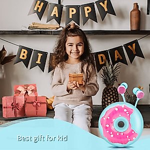 AnRuk Cute Donut Earbuds for Kids, Kid Size Wired Earbud & in-Ear Headphones with Microphone and Lovely Earphones Storage Case Gifts for School Girls and Boys (Cut Blue)