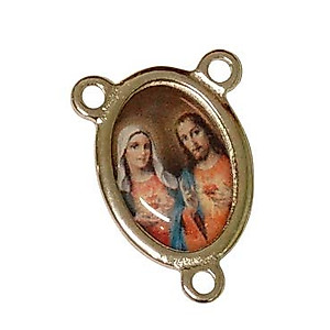 Gifts by Lulee, LLC The Sacred Hearts of Jesus and Mary Yellow Scapolite Faceted Rondelle 8mm Beads Rosary with Silver Plated Tertium Millenium Crucifix and Medal Centerpiece includes a Blessed Card