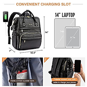 LOVEVOOK Black Backpack Purse for Women Fashion Leather Backpack for Work Travel Shopping Dating with USB Charging Port
