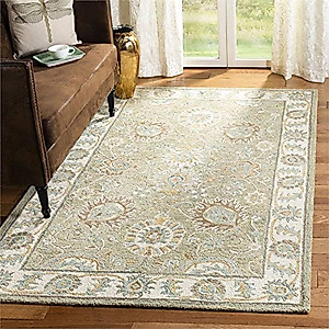SAFAVIEH Blossom Collection 5' x 8' Sage / Ivory BLM702W Handmade Premium Wool Area Rug