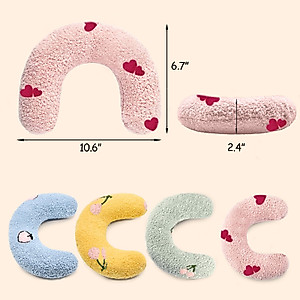 ucho Pillow for Cats, Ultra Soft Fluffy Pet Calming Toy Half Donut Cuddler, U-Shaped Pillow for Pet Cervical Protection Sleeping Improve (Pink Heart)