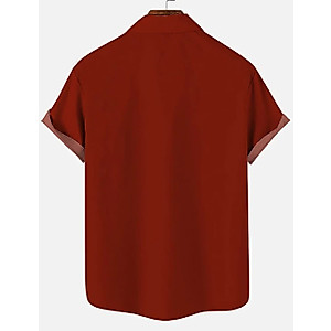 Hodaweisolp Mens Halloween Christmas Shirts Funky Santa Button Down Shirt Printed Short Sleeve Bowling Shirts Wine Santa Elk-XXL