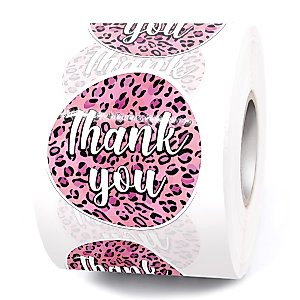 muminglong Cute Pink Leopard Print Thank You Small Business Stickers,Thank You Stickers,Happy Mail Stickers,Handmade Stickers,Small Shop Sticker,Package Stickers for Small Business, 500 PCS