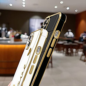 LAPOPNUT Compatible with iPhone 13 Case,Cute Love Heart Design for Women Girls, Luxury Plating Bumper with Camera Lens Protection Cover Shockproof Phone Case for iPhone 13 6.1 inches Black