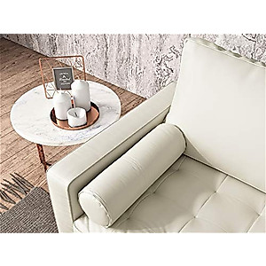 US Pride Furniture NS5454-S Caladeron Mid-Century Modern Sofa in Faux Leather, PVC White