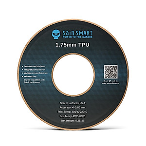 SainSmart - TPU-BLU-0.25KG1.75 SAINSMART 1.75mm 250g Flexible TPU 3D Printing Filament, Dimensional Accuracy +/- 0.05 mm (Blue)