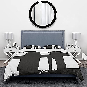 DesignQ Black & White Crossing Paths II Mid-Century Modern Duvet Cover Set, Black Duvet Cover Set King, Abstract Bedding Set of 3 Pieces, All Season Mid-Century Modern Bedding Sets King
