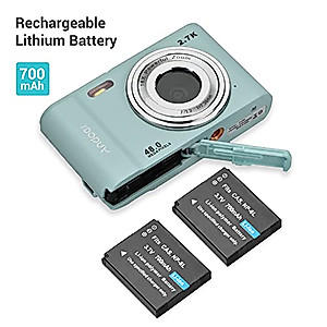 Andoer Portable Digital Camera 48MP 2.7K 2.88-inch IPS Screen 16X Zoom Auto Focus Self-Timer 128GB Extended Memory Face Detection Anti-Shaking with 2pcs Batteries Hand Strap Carry Pouch