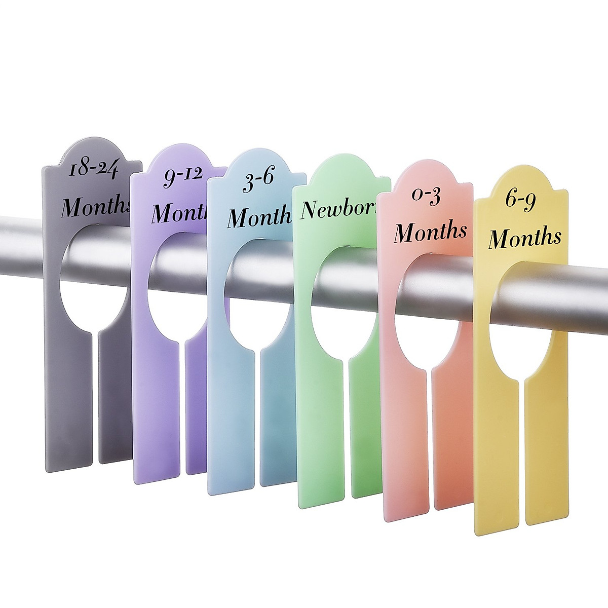 Colorful Closet Dividers Baby Boy Girl Clothing Rack Size Dividers with Sizes Newborn to 18-24 Months (8 Pieces)