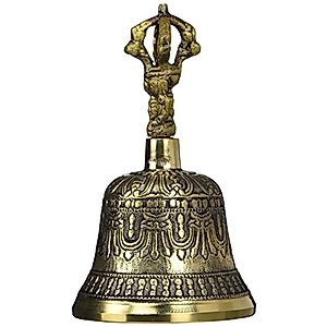 Tibetan Bell with Dorje and Striker - 5" Bronze