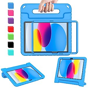 AVAWO iPad 10th Generation Case Kids 10.9 Inch 2022, iPad 10th Case with Built-in Screen Protector, Durable Shockproof Lightweight Protective Handle Stand 10.9" iPad 10th Gen Case Child Toddlers, Blue