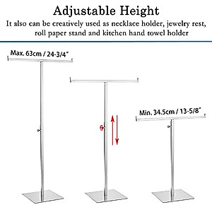 JUXYES Stainless Steel Towel Rack T-Shape Hand Towel Holder Stand, Height Adjustable Hand Towel Holder Rack for Bathroom Vanity Countertop, Brushed Finish