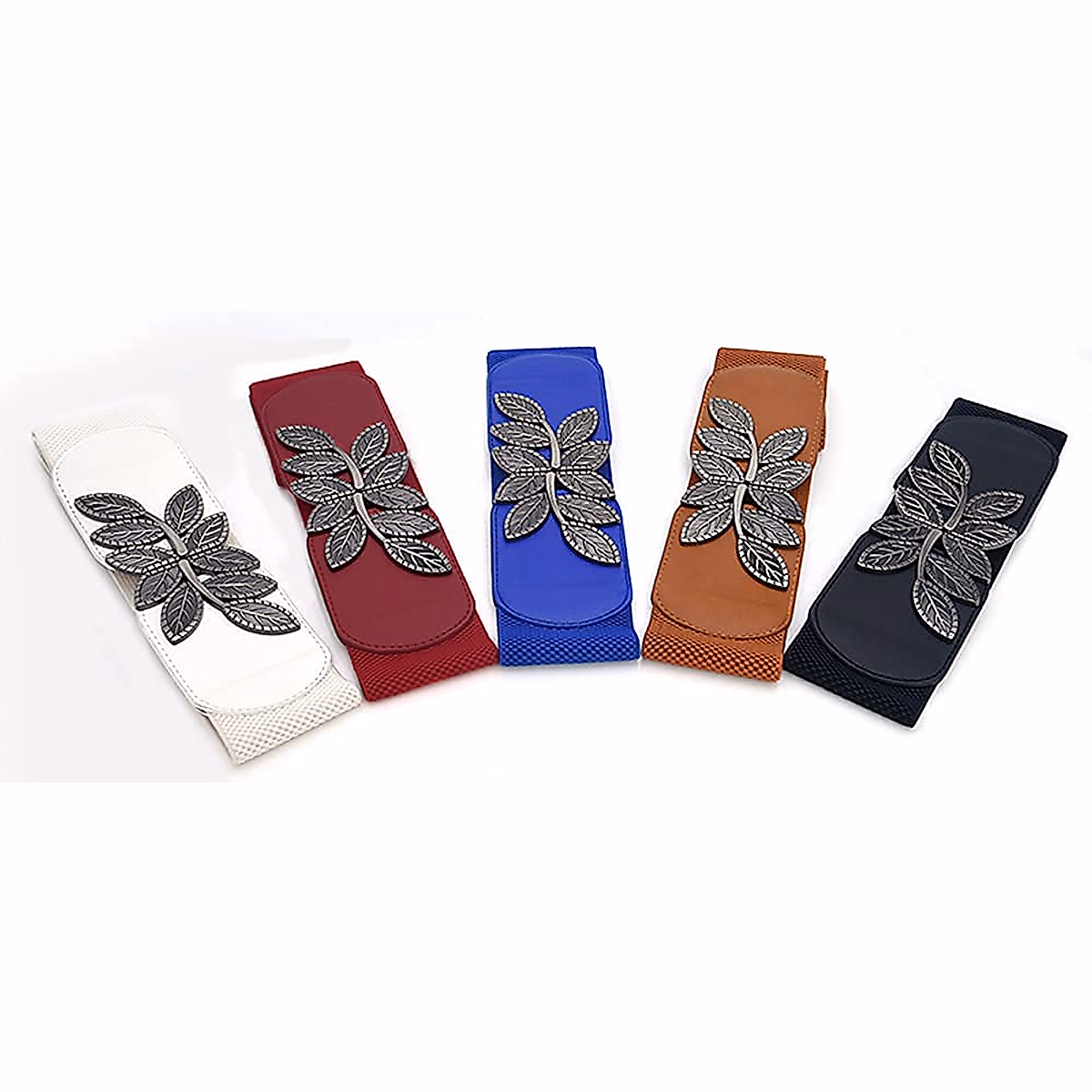 ALAIX Women's Stretchy Belt for Dresses Jumpsuit Coat Belt Vintage Elastic Wide Leaf Waist Belt Waistband