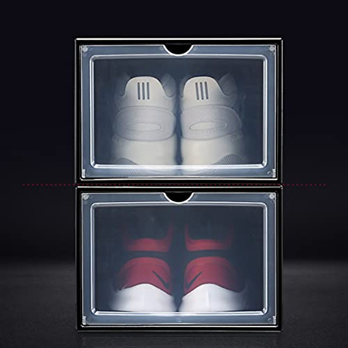 Toyvian Entryway Shoe Storage Bench Shoe Box Shoe Storage Boxes Magnetic Folding Stackable Shoes Cases Organizer Bins Container for Home Shop Black Shoes Container