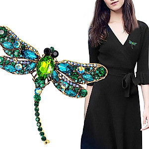 SloveM Crystal Rhinestone Dragonfly Brooch Pin Jewelry Birthday Gifts Mother's Day Brooches and Pins (Green)