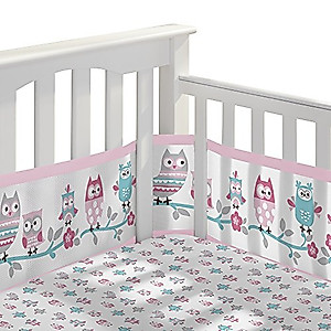 BreathableBaby 3pc Classic Crib Bedding Set– Owl Fun Pink