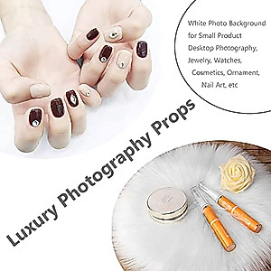 Small Product Photo Background & Luxury Photo Props, 12 Inches Small Square Faux Fur Sheepskin Cushion Fluffy Plush Area Rug, Great for Tabletop Photography, Jewelry, Nail Art, Home Decor (White)