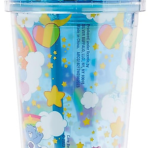 Silver Buffalo Care Bears Travel Tumbler, 24 Ounces - Featuring Love-A-Lot, Tenderheart, Grumpy, Cheer, Bedtime Bears - Glitter Top Dome