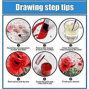 Suyaloo 4 Pack Paint by Numbers,Moon Paint by Numbers for Adults Kids Beginner,Landscape Drawing Paintwork with Paintbrushes DIY Acrylic Paint Canvas Oil Painting for Home Wall Decor 12X16Inch