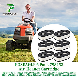POSEAGLE 6 Pack 798452 Air Cleaner Cartridge Replaces 4247, 5432, 5432K, 593260, 595191 for 500, 500e, 550e, 500ex, 550ex, 625e, 675, 625ex, 675ex, 675exi, 725exi, 575ex, 09P702, 093J02 Series Engines