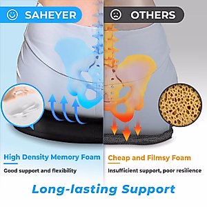 SAHEYER Donut Pillow for Tailbone Pain Relief and Hemorrhoids, Memory Foam Donut Cushion for Sciatica Nerve, Seat Cushion Butt Pillow for Men Women at Home Office Chair Car Long Sitting Comfort, Black