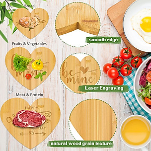3 Pcs Valentine's Day Heart Shaped Cutting Board Wood Bamboo Serving Board 13in 11in 8.3in Charcuterie Bread Board Cheese Serving Platter for Valentine's Day Wedding Anniversary Birthday (Romantic)