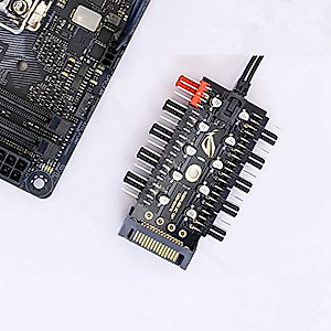 skineat Chassis Fan Hub CPU Cooling | 10 Port 12 V SATA to Fan-Header with 4 Pin PWM Controller | Dedicated Supply from PSU to Link Multiple Points 2pack