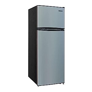 Thompson Thomson TFR725 2 Door Apartment Size Refrigerator with Freezer and Rounded Chrome Corners, 7.5 cu. ft, Platinum, Stainless