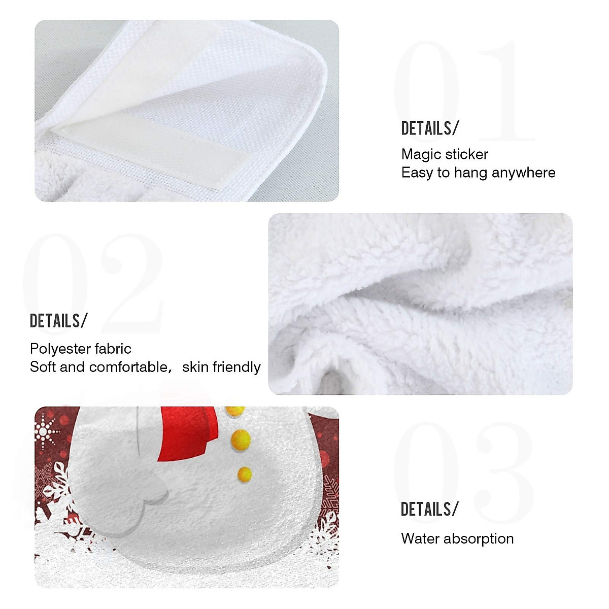 Christmas Winter Snowman Kitchen Hanging Towel Red Snowflakes Hand Fingertip Bath Tie Towels Set of 2 Pcs Tea Bar Dish Cloths 14 x 18 in Dry Towel Soft Absorbent Thin Durable for Laundry Room Decor