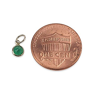 Emerald (Natural) Charm 4mm Round Handmade In 14K Yellow Gold 0.22 Carats