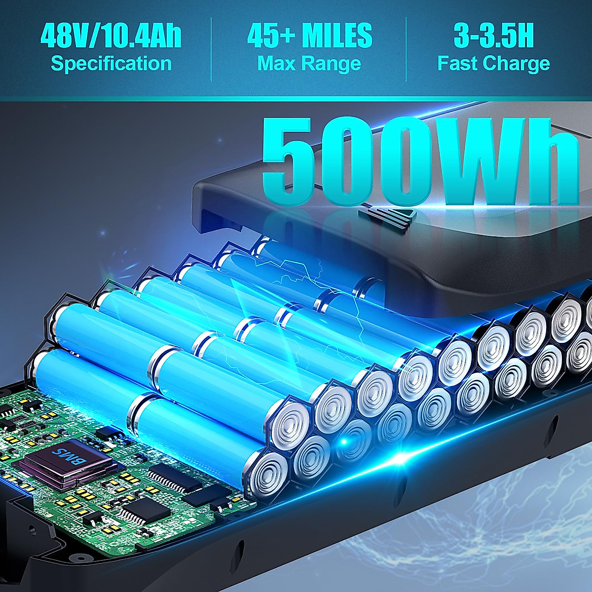 ANCHEER Electric Bike for Adults, 48V 500Wh EBike, UP to 60 Miles, Removable Battery, Fast-Charge, 26" Commuter Electric Bicycles, 7-Speed, LCD Digital Display, Suspension Fork, Cruise Control, UL2849