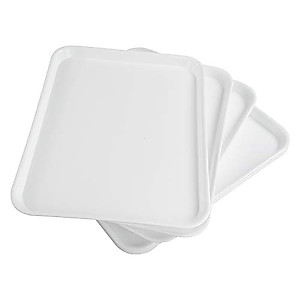 DynkoNA Fast Food Trays, Plastic Serving Tray, White, Set of 6