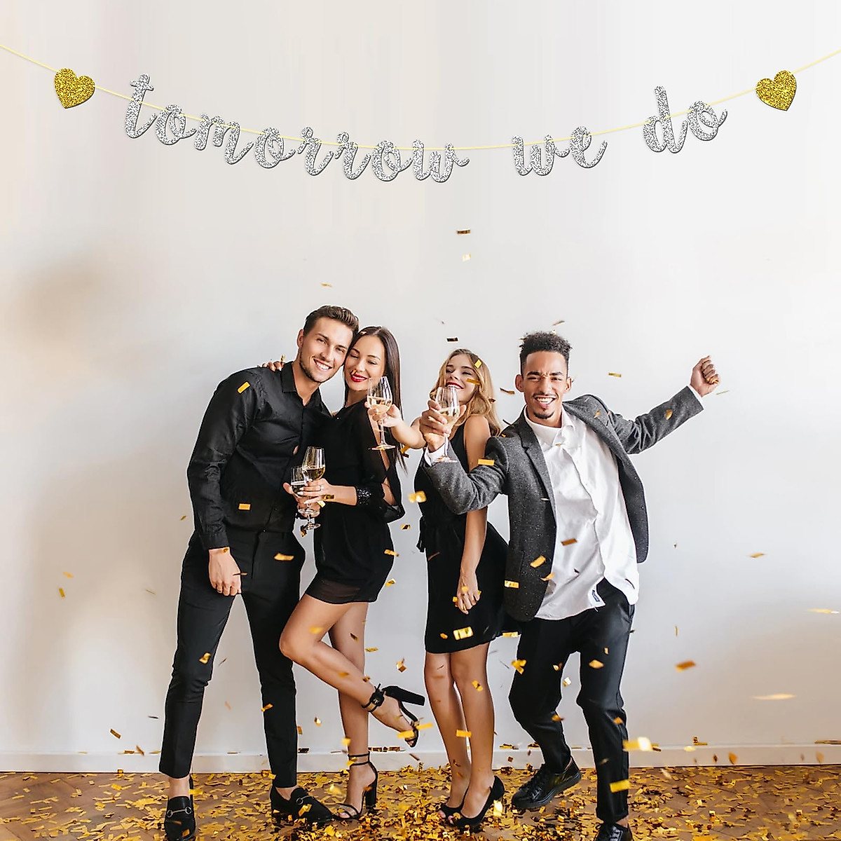 Tomorrow We Do Banner,Rehearsal Dinner Sign,Engagement/Bridal Shower/Wedding Party Decorations (Silver)