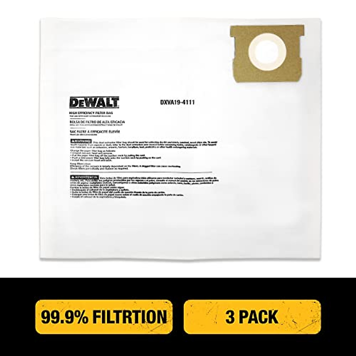 DEWALT DXVA19-4111 Fine Dust Bag Fits for 6-10 Gallon DEWALT Wet/Dry Vacuum